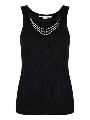 Stella McCartney Bead-detailed Ribbed Knit Tank Top - Black