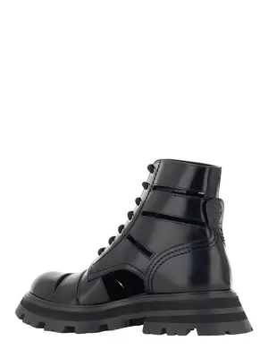Alexander McQueen Wander Cut-out Combat Boots - Black