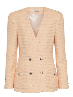 Alessandra Rich Bouclé Cotton-blend Jacket - Yellow