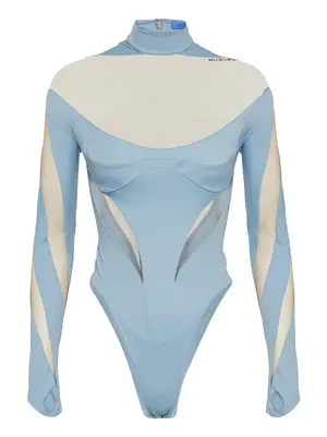 MUGLER Paneled Bodysuit - Blue