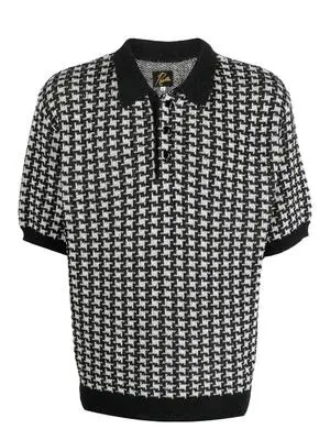 NEEDLES Houndstooth-pattern Knit Polo Shirt