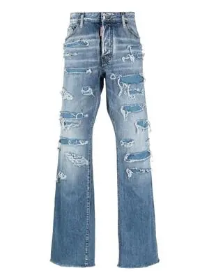 Dsquared2 Distressed Straight-leg Jeans - Blue
