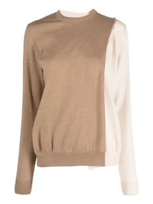 Colville Contrasting Panel Fine-knit Sweater - Neutrals