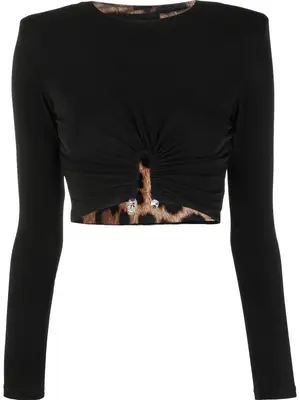 Philipp Plein Gathered Detail Cropped Top - Black