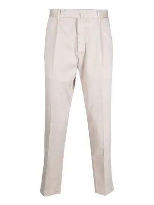 DELL'OGLIO Pleated Tapered-leg Trousers - Neutrals