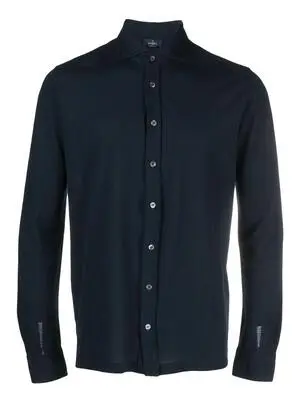 BARBA NAPOLI Long-sleeve Cotton Shirt - Blue