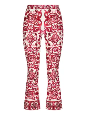Dolce & Gabbana Majolica Print Flared Trousers - Red