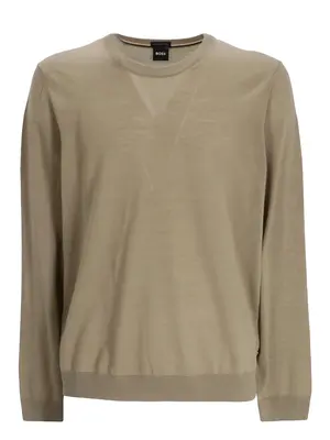 BOSS Long-sleeved Virgin Wool Jumper - Neutrals