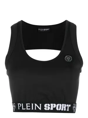 PLEIN SPORT Logo-plaque Cotton Tank Top - Black