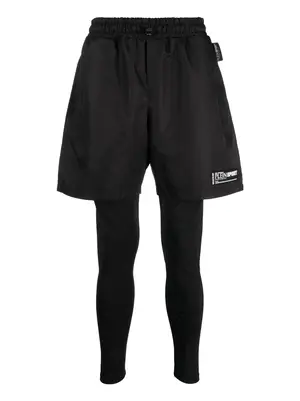 PLEIN SPORT Layered Running Shorts - Black