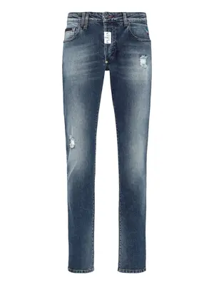 Philipp Plein Logo-patch Straight-leg Jeans - Blue
