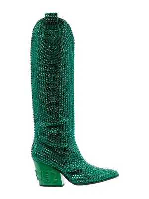 Philipp Plein 75mm Crystal-embellished Boots - Green