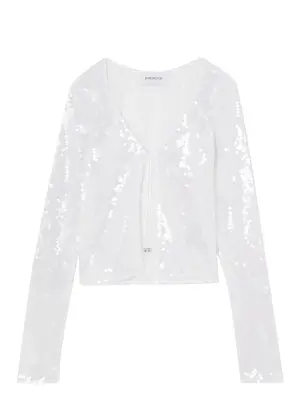 16Arlington Solaria Sequined Stretch-tulle Cardigan - White
