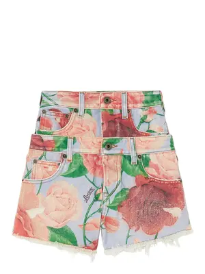 Loewe Paula's Ibiza Roses Floral-print Denim Shorts - Pink