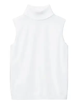 Lafayette 148 New York Petite Crepe Knit Sleeveless Turtleneck Shell - Cloud