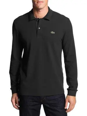 Lacoste Regular Fit Long Sleeve Piqué Polo - Black