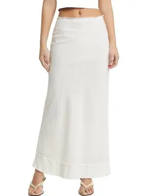 Topshop Cotton & Linen Maxi Skirt - Ivory