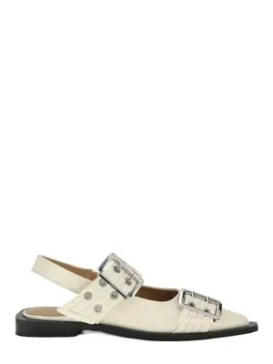 GANNI Buckle Ballet Flats - White