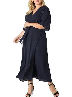 STANDARDS & PRACTICES Olivia Kimono-sleeve Maxi Wrap Dress - Midnight Blue