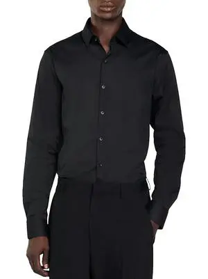 Sandro Seamless Stretch Button Up Shirt - Black