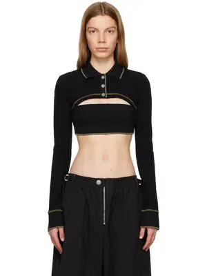 DION LEE Dion Lee Black Shrunken Snap Polo Black