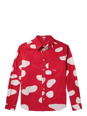 Loewe Logo-debossed Printed Cotton-twill Shirt - Red