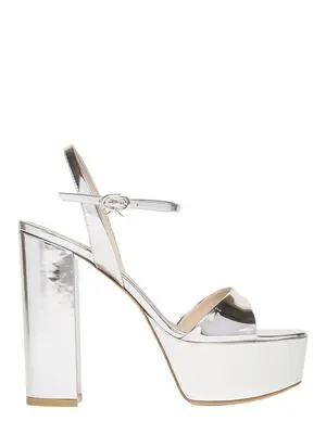 GIANVITO ROSSI Metallic Platform Sandals - Silver