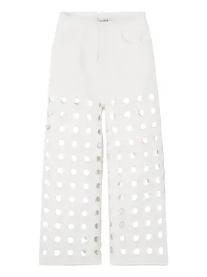 Alaïa Embroidered Laser-cut Low-rise Jeans - White
