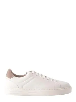 Brunello Cucinelli Suede-trimmed Full-grain Leather Sneakers - White