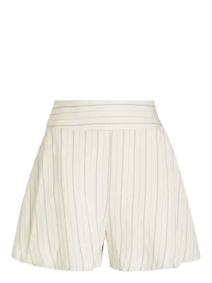 Palmer//harding Release Pinstriped Satin-twill Shorts - Beige