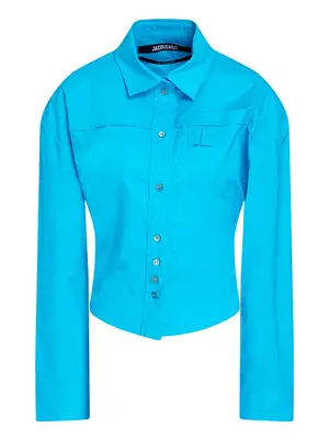 Jacquemus Aqua Cutout Cotton-poplin Shirt - Turquoise