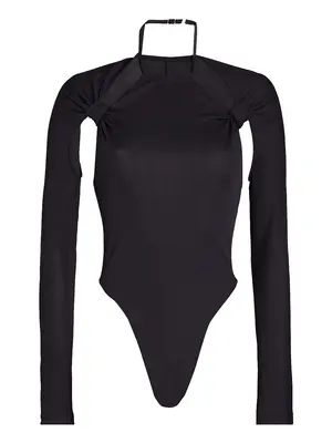 Jacquemus Nodi Cutout Knotted Jersey Bodysuit - Midnight Blue