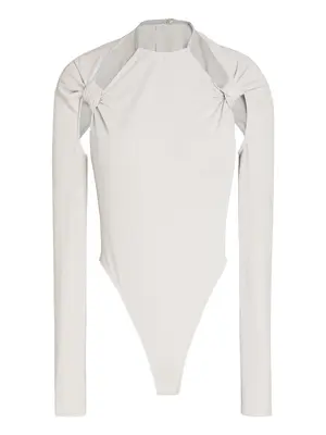 Jacquemus Nodi Cutout Knotted Jersey Bodysuit Stone