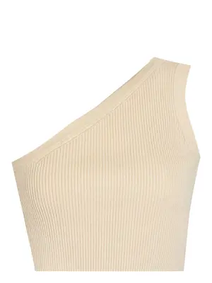 Jacquemus Ascu Cropped One-shoulder Top - Beige