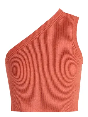 Jacquemus JACQUEMUS Ascu Cropped One-Shoulder Top Brick