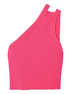 Jacquemus JACQUEMUS Ascu Cropped One-Shoulder Top Fuchsia