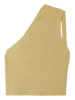 Jacquemus JACQUEMUS Ascu Cropped One-Shoulder Top Mustard