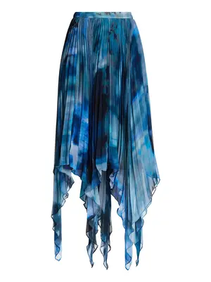 Altuzarra Pleated Tie-dyed Chiffon Maxi Skirt - Azure