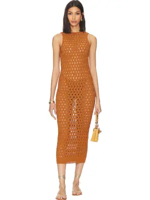 Lpa Theola Open Stitch Dress - Rust