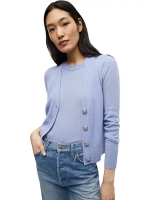 Veronica Beard Solene Cashmere Cardigan Hydrangea