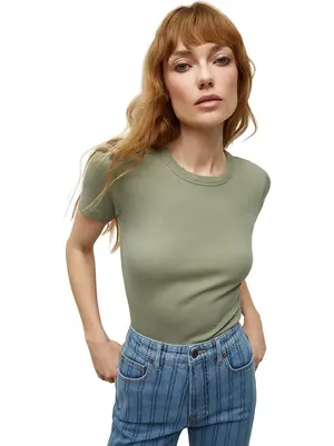 Veronica Beard Pruitt Ribbed T-Shirt Sage