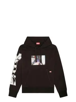 DIESEL® Cotton Graphic Hoodie - Black