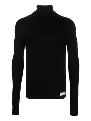 Balmain Logo-patch Ribbed-knit Jumper - Black