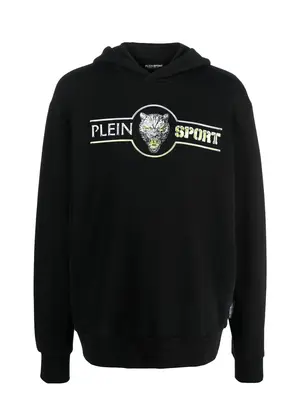 PLEIN SPORT Chrome Scratch Cotton Hoodie - Black