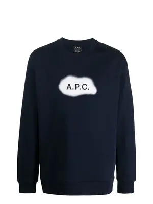 A.p.c. Logo-print Cotton Sweatshirt - Blue