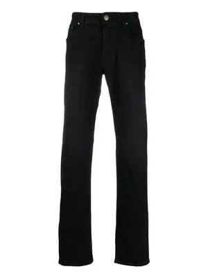 Jacob Cohen Logo-patch Straight-leg Jeans - Black
