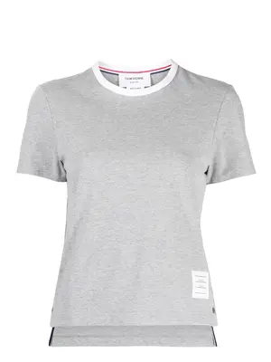 Thom Browne Rwb-stripe Logo-patch T-shirt - Grey