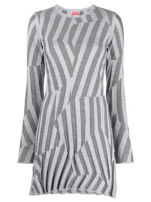 Kenzo Geometric Knit Minidress - Grey