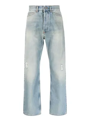 Palm Angels Distressed Straight-leg Jeans - Blue