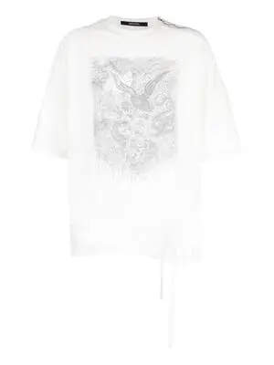 SONGZIO Ghost Inferno Tulle-overlay T-shirt - White